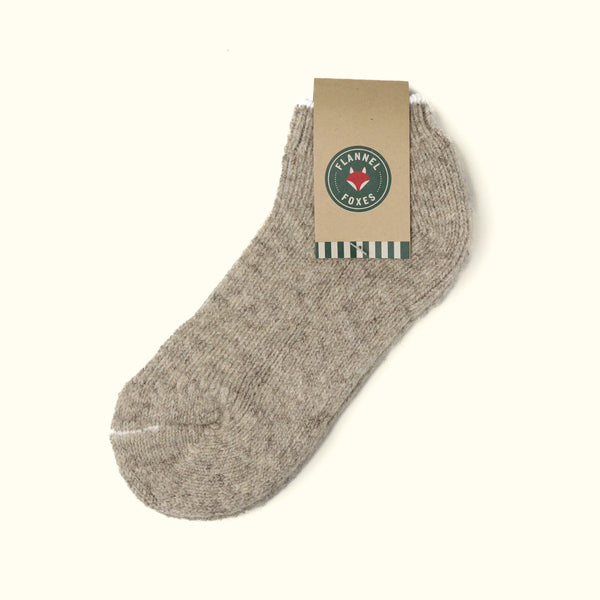 Wool Slipper Socks – Oatmeal – Flannel Foxes